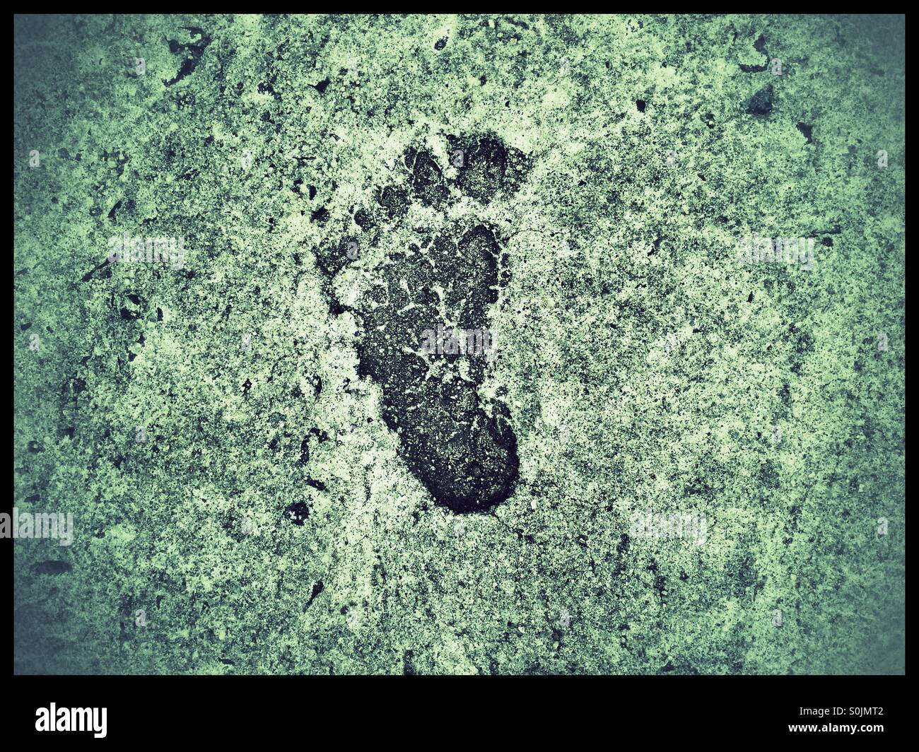 Tiny footprint in cement Stock Photo - Alamy