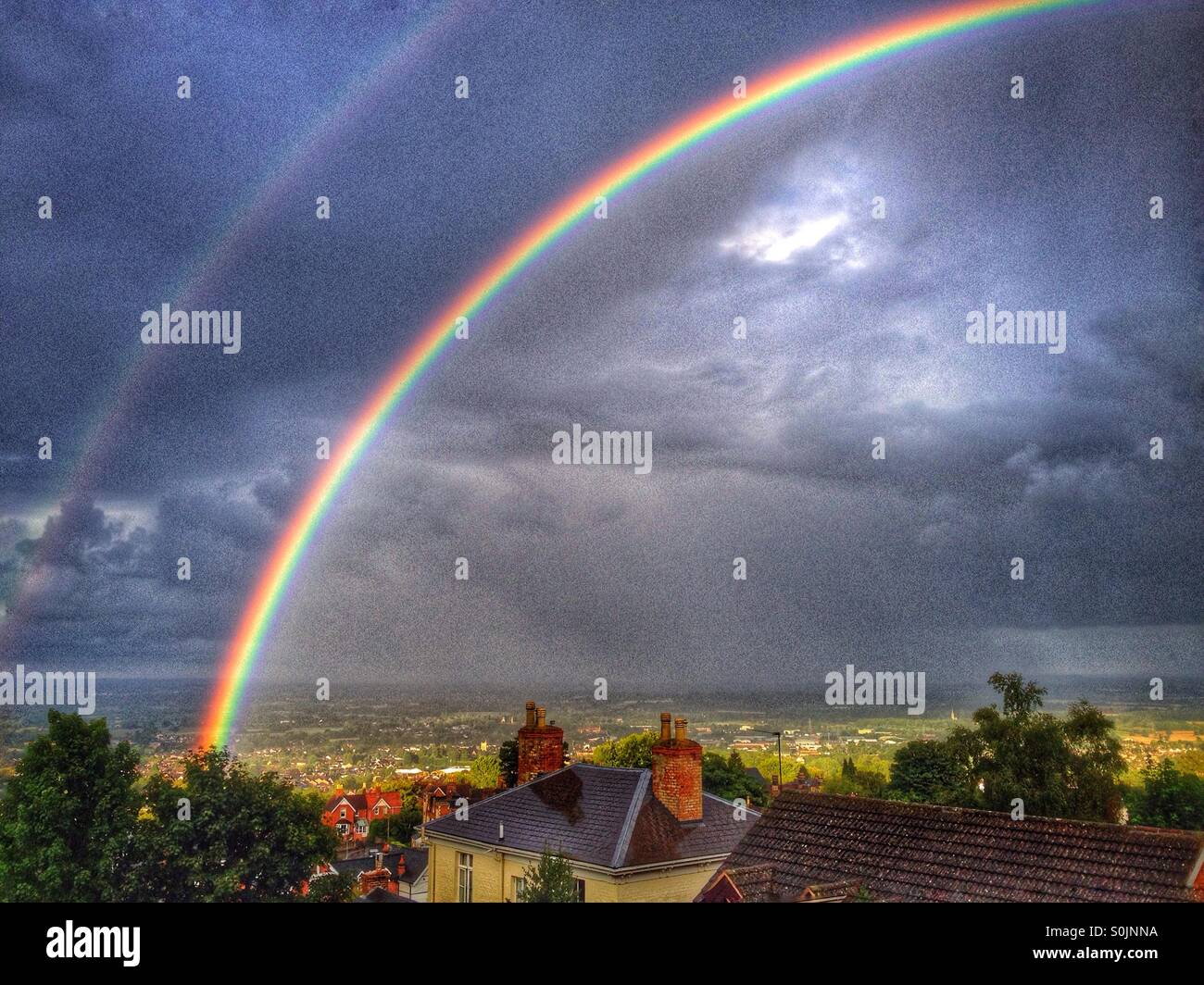 Rainbow over Malvern Stock Photo - Alamy
