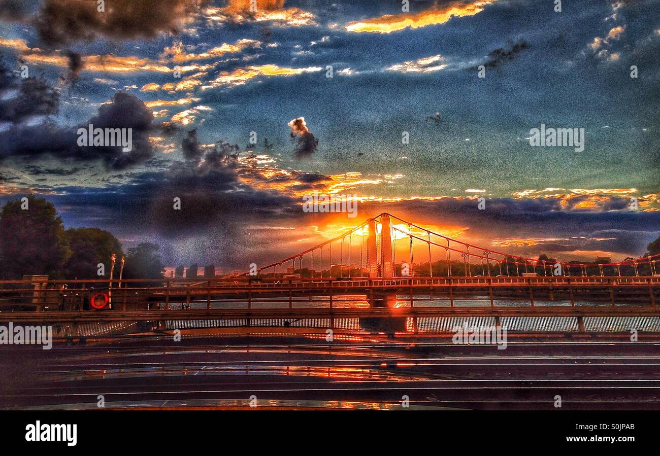 Chelsea bridge at Sunset Stock Photo - Alamy