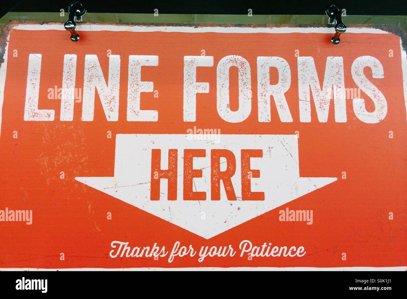 Line Forms Here Stock Photo - Alamy