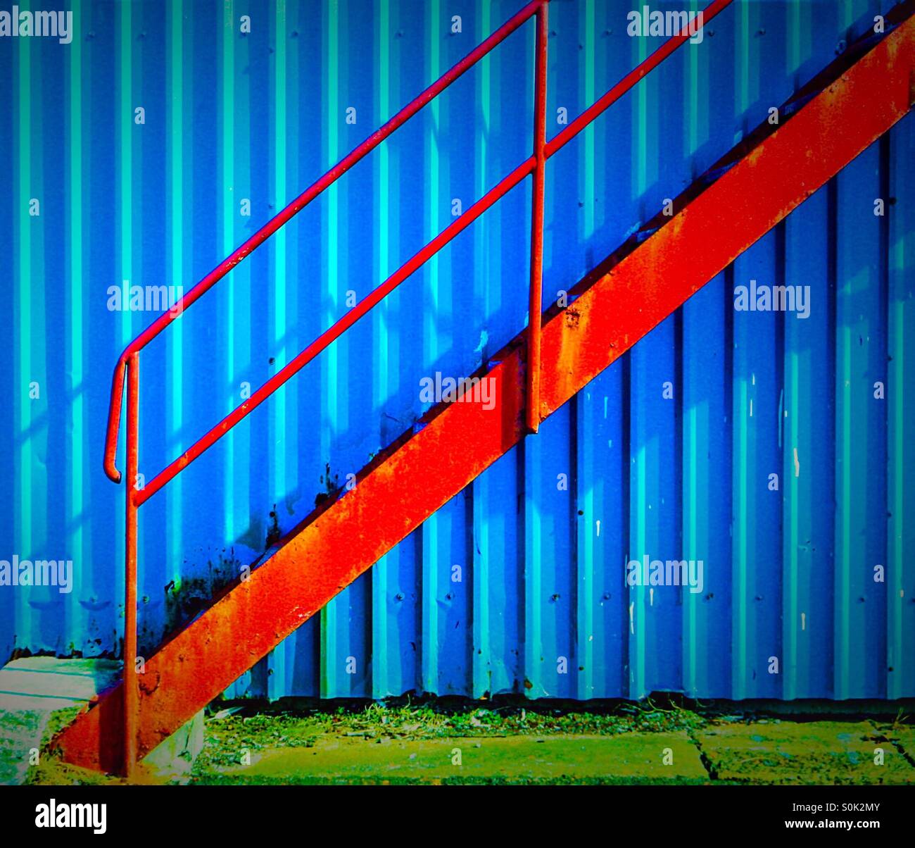 Red metal stairway Stock Photo - Alamy