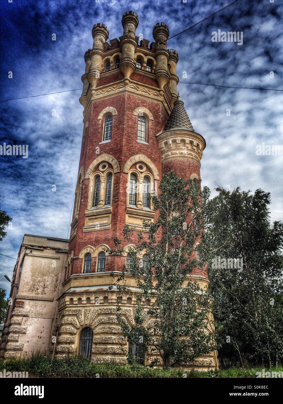 Nice medieval style pump-house in Saint-Petersburg Stock Photo - Alamy