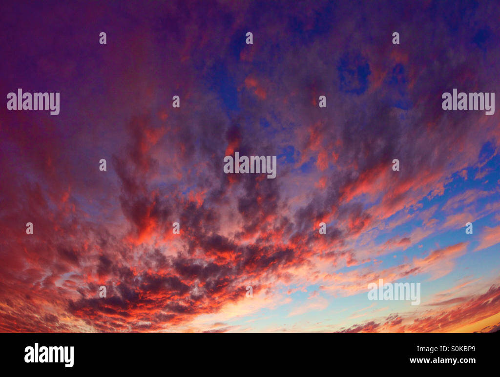 Fire in the sky as sunset displays vibrant colour Stock Photo - Alamy