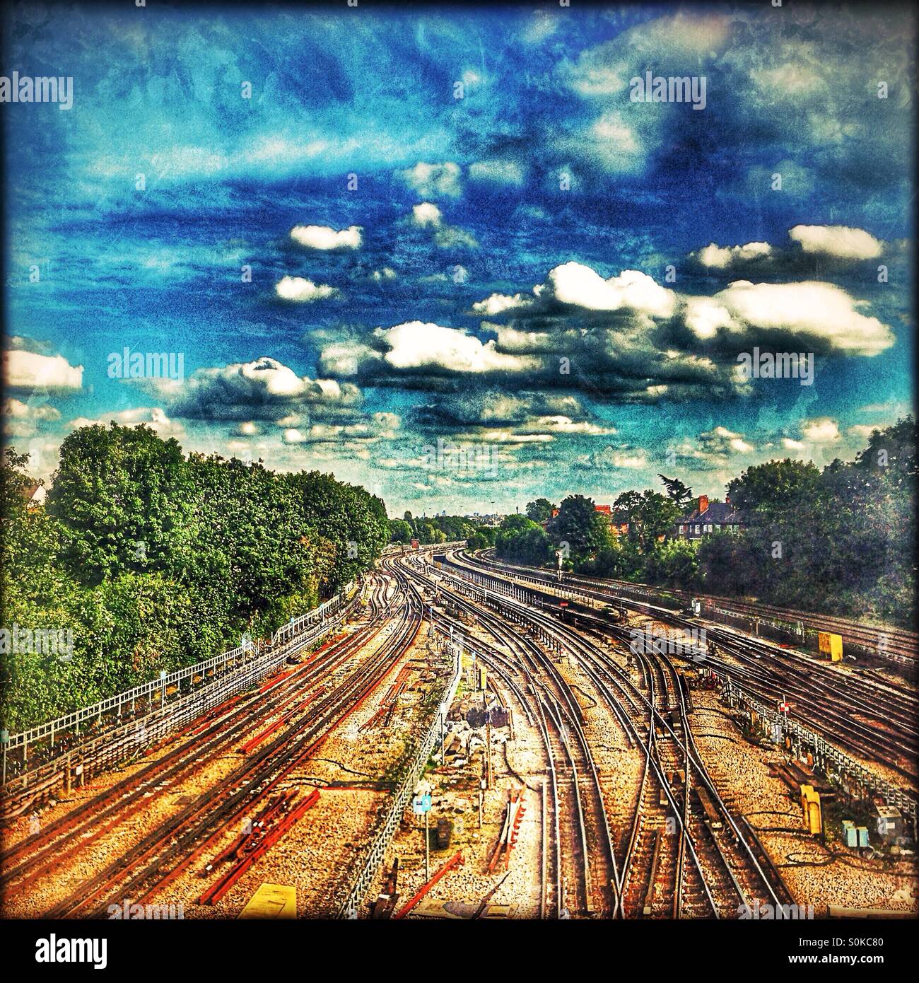 Train tracks near Wembley Park station, London Borough of Brent, North ...