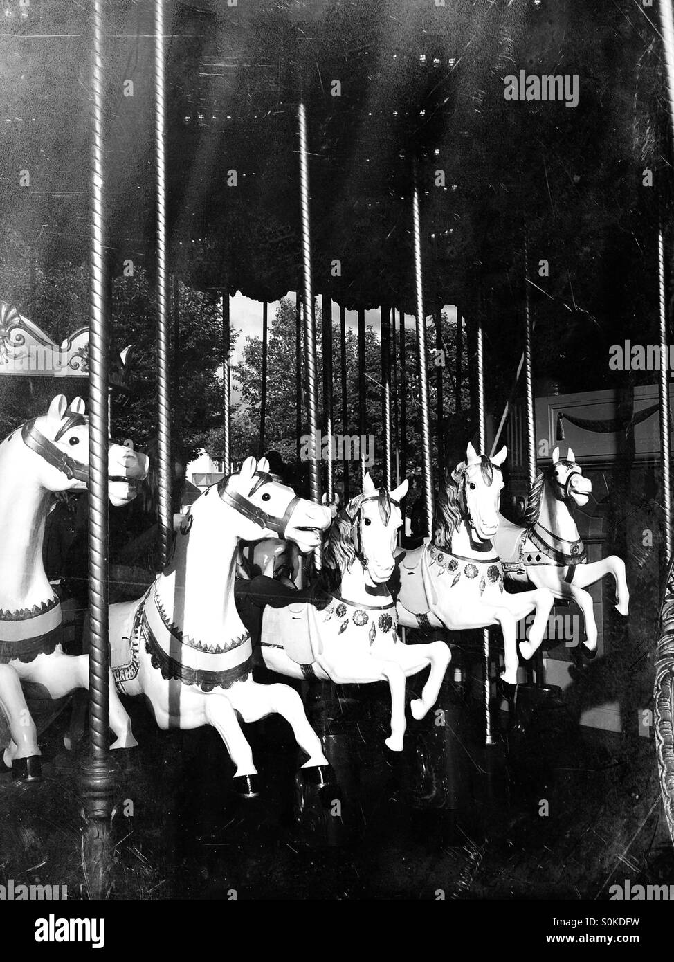 Merry go round park Black and White Stock Photos & Images - Alamy