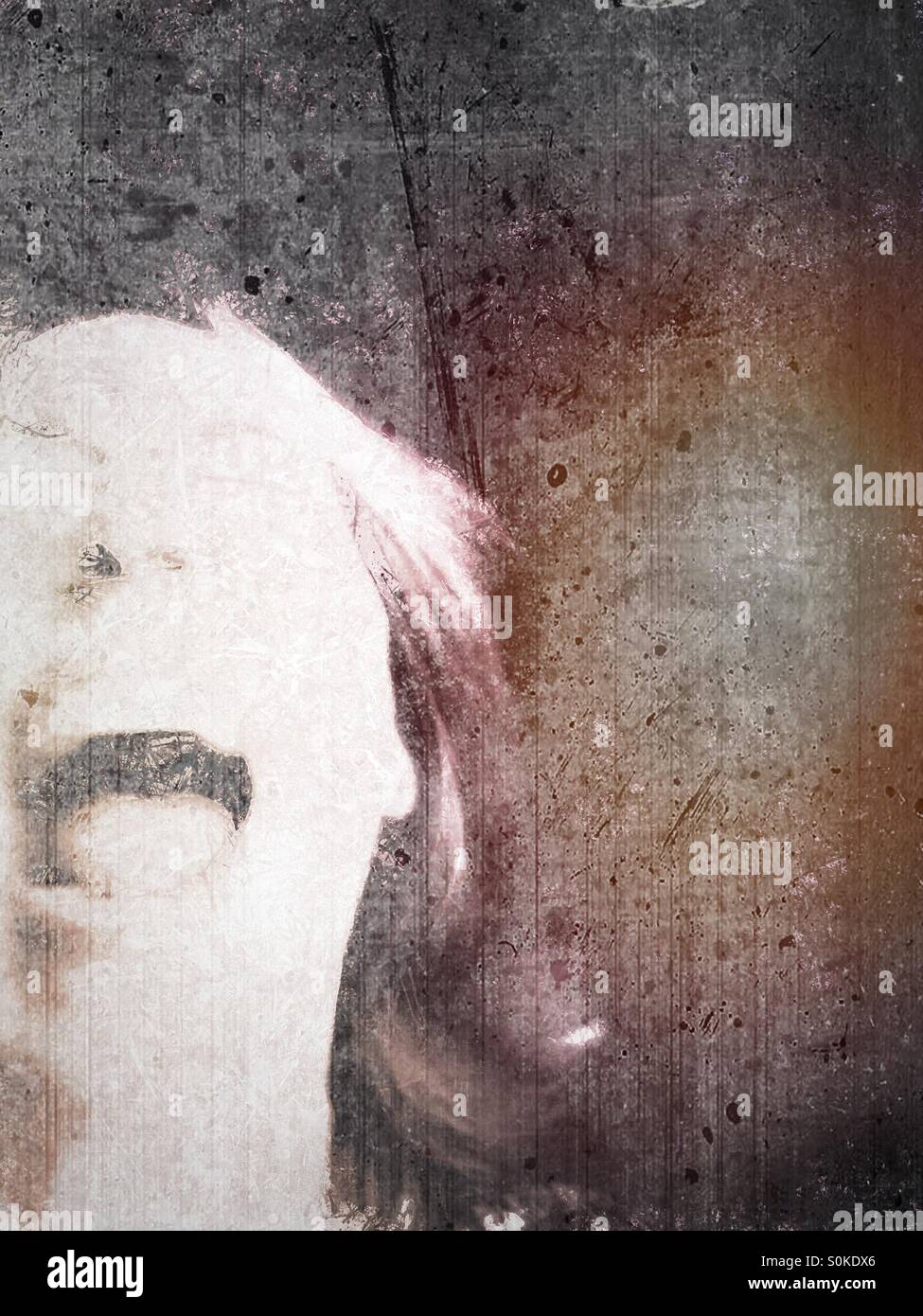 Woman with Upturned Face Screaming Stock Photo - Alamy