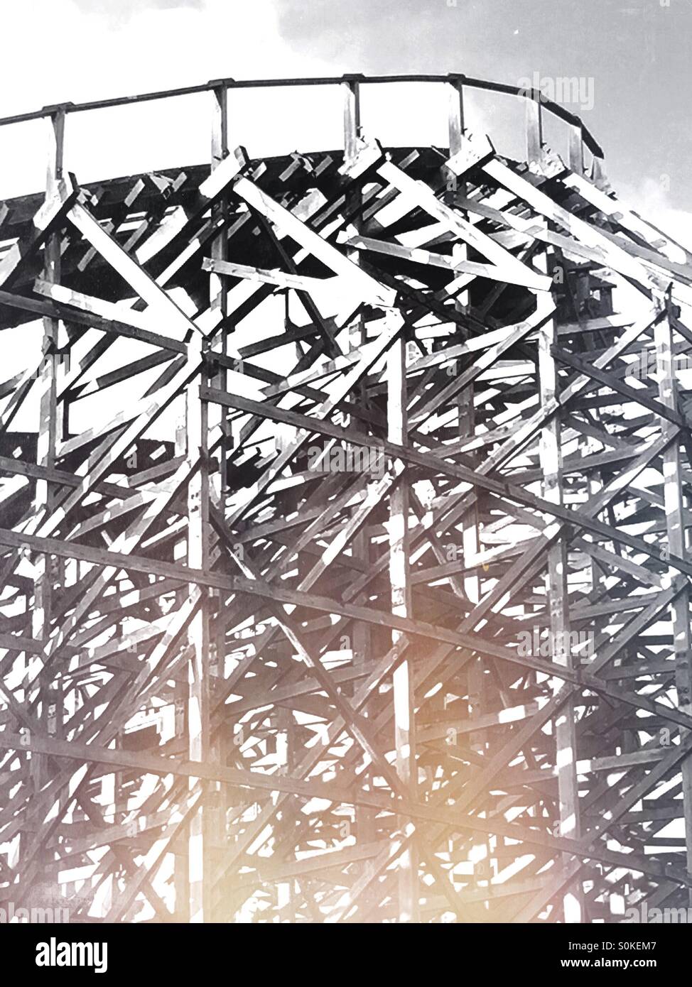 Wooden structure of a roller coaster Stock Photo - Alamy