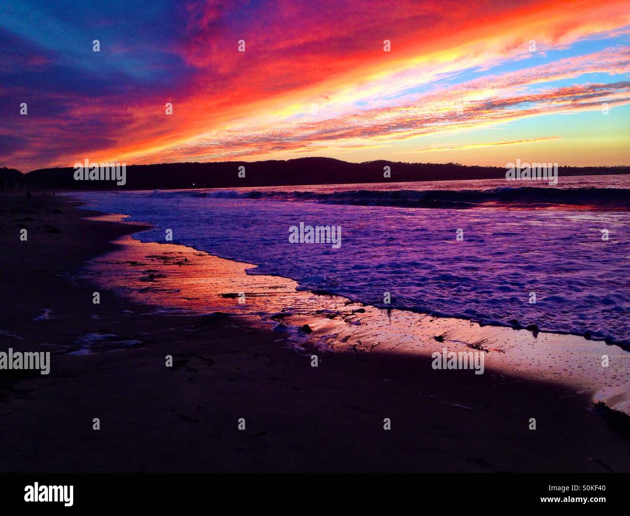 Colorful sunset over Monterey Bay Stock Photo - Alamy
