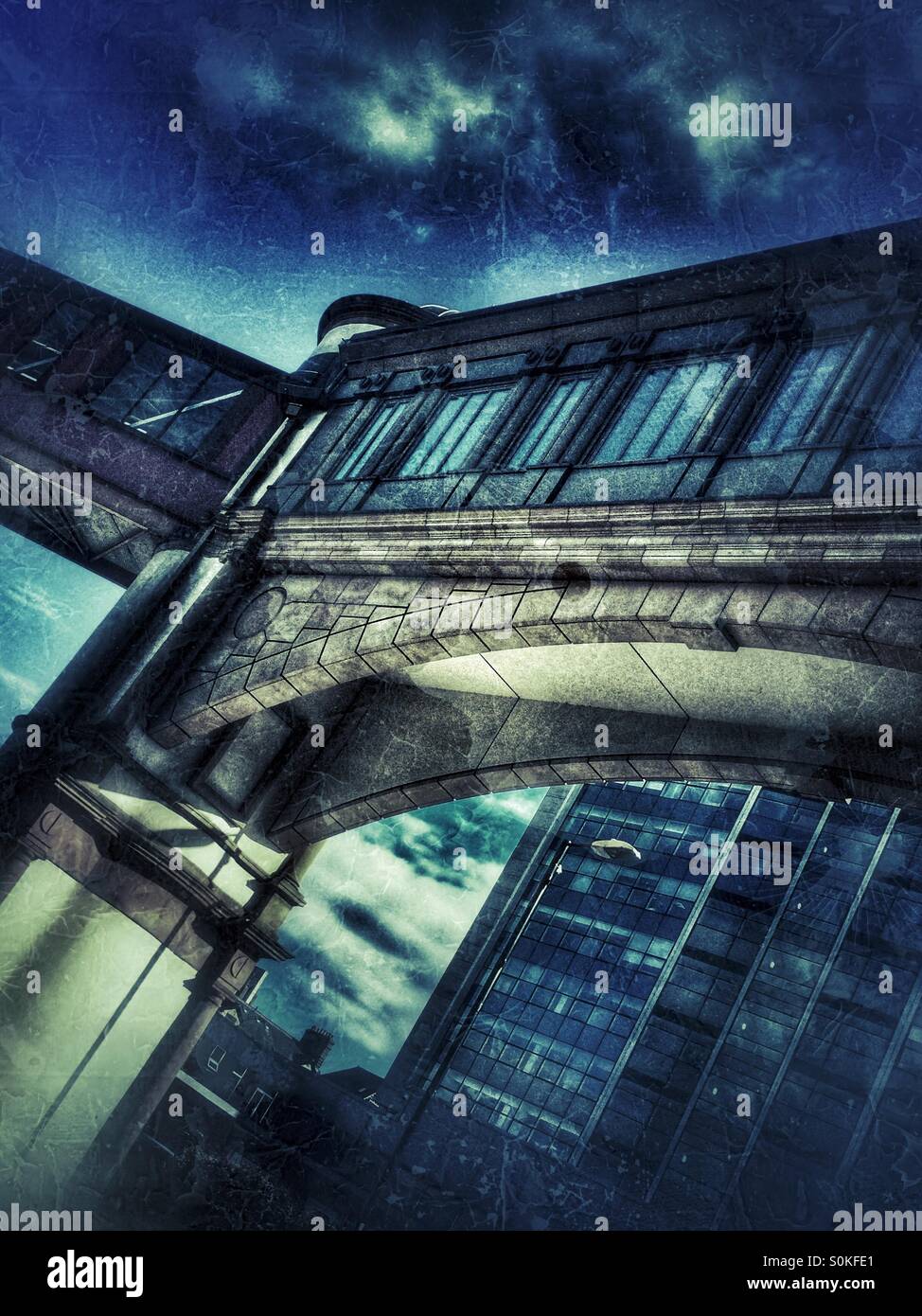 Enclosed Walkway in front of a modern building Stock Photo - Alamy