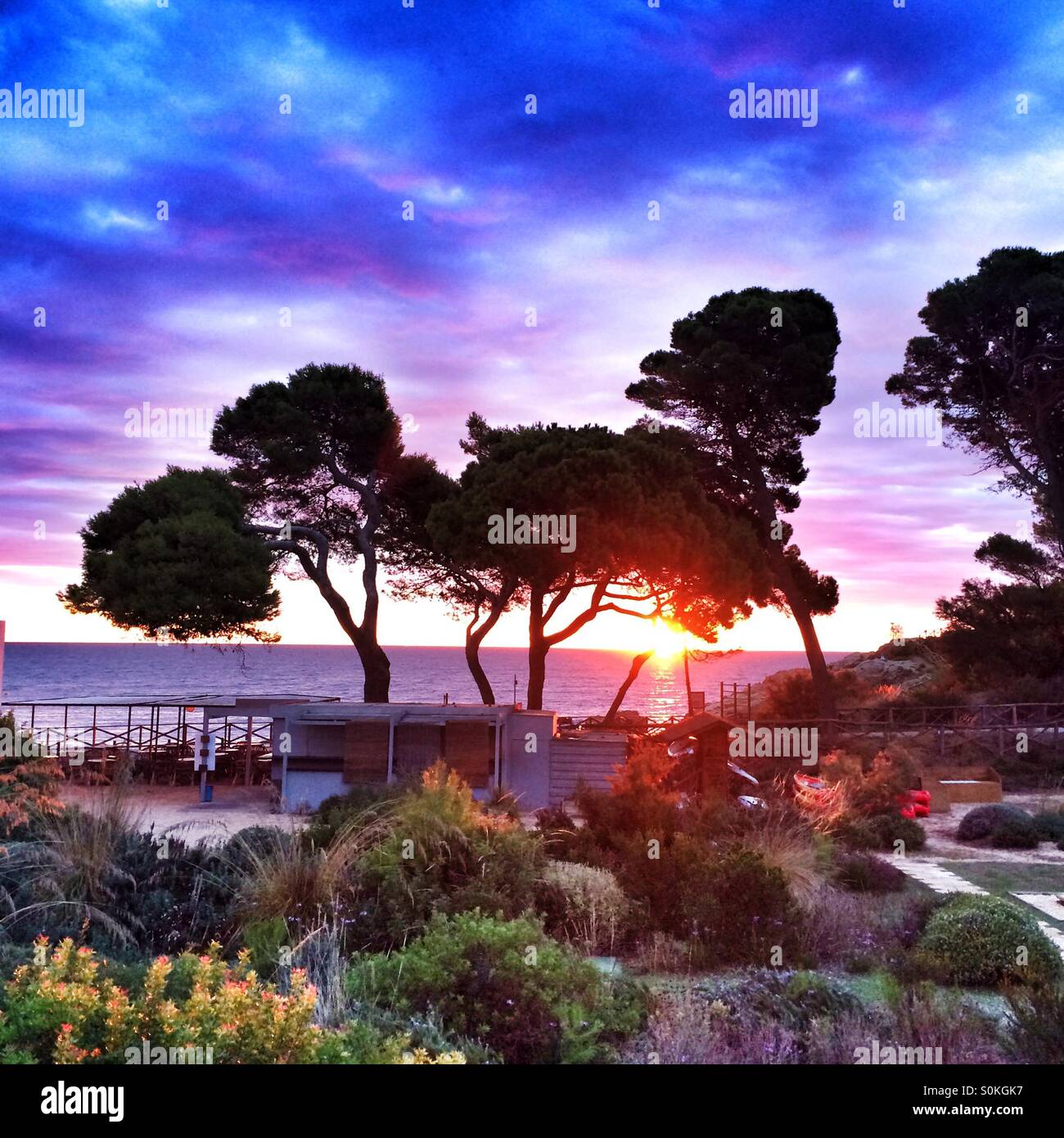 Sunrise at Portitxol beach, L'Escala, Costa Brava, Spain Stock Photo ...