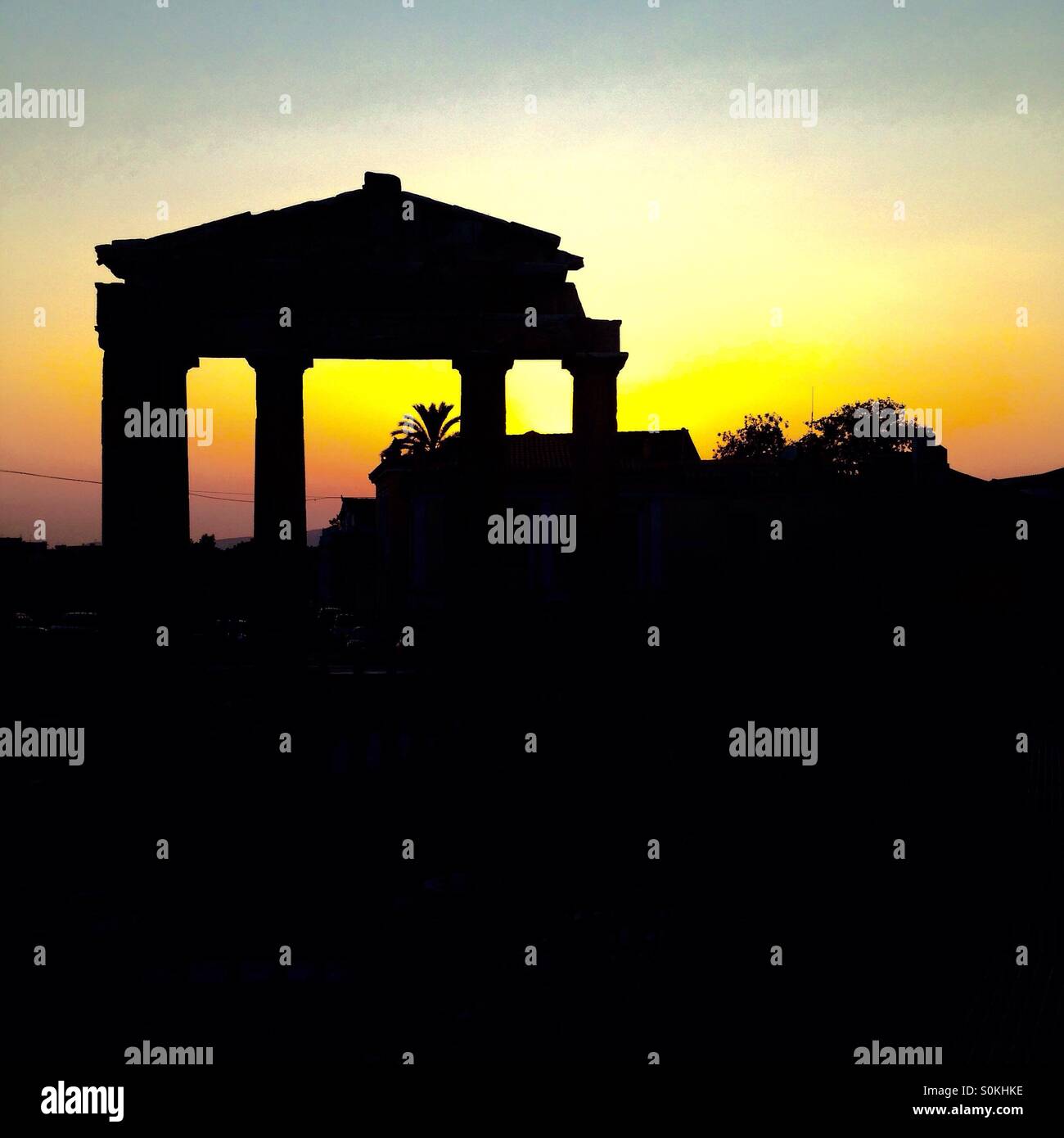 Sunset in Athens Stock Photo - Alamy