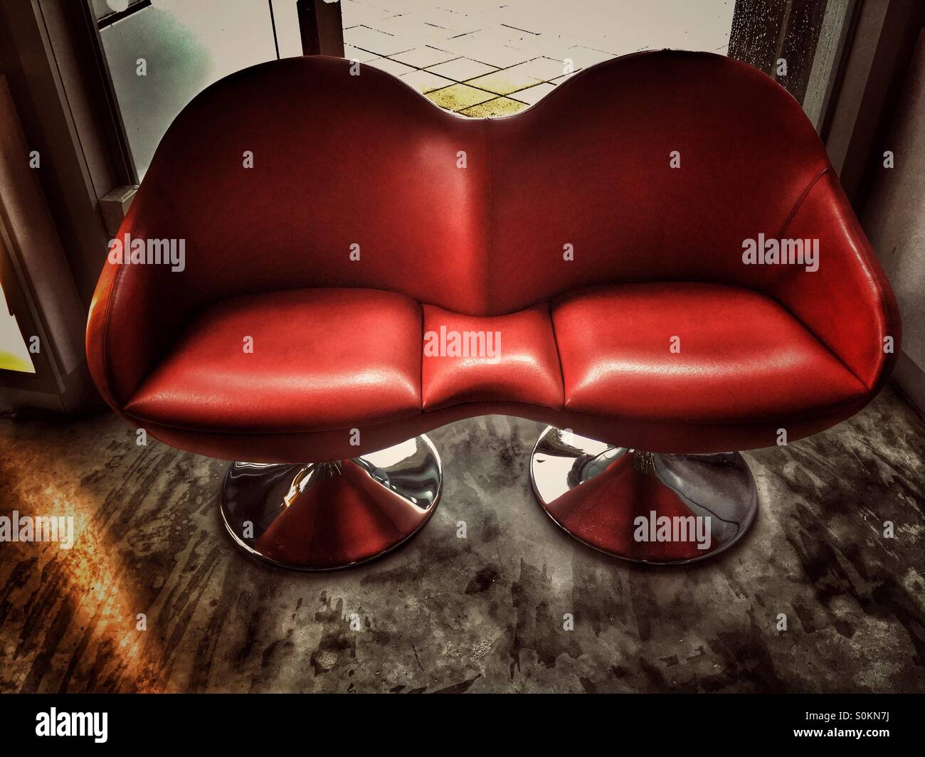 Red vinyl seats hi-res stock photography and images - Alamy