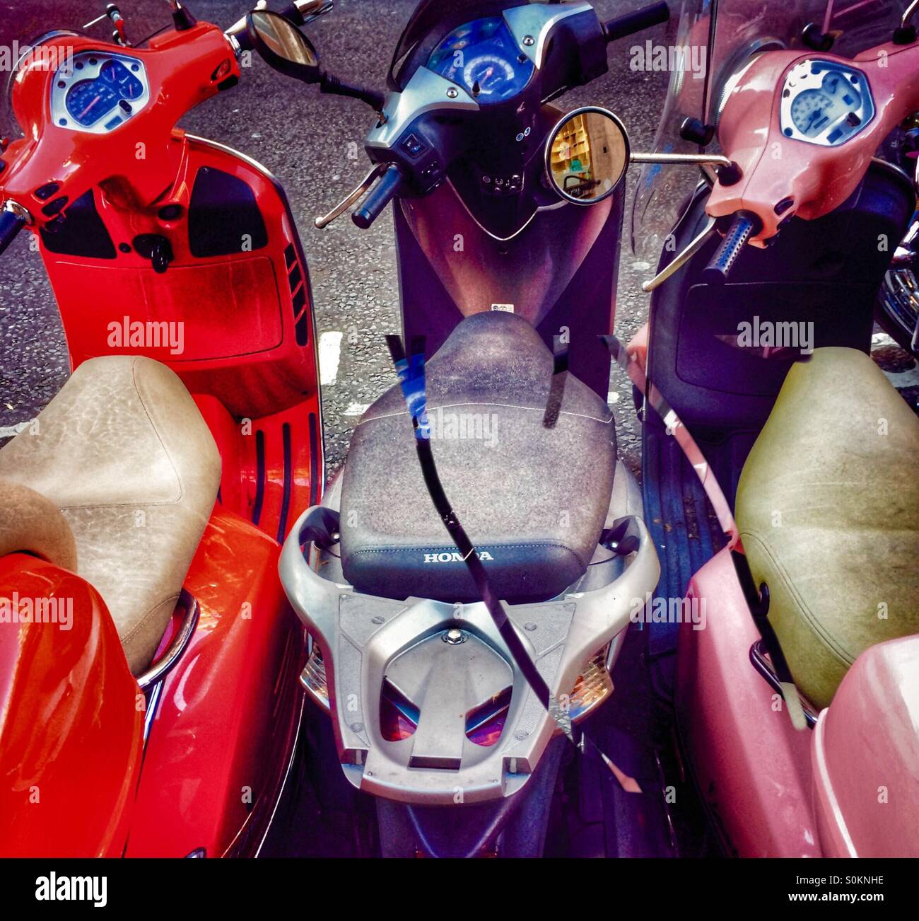 Three motor scooters hi-res stock photography and images - Alamy