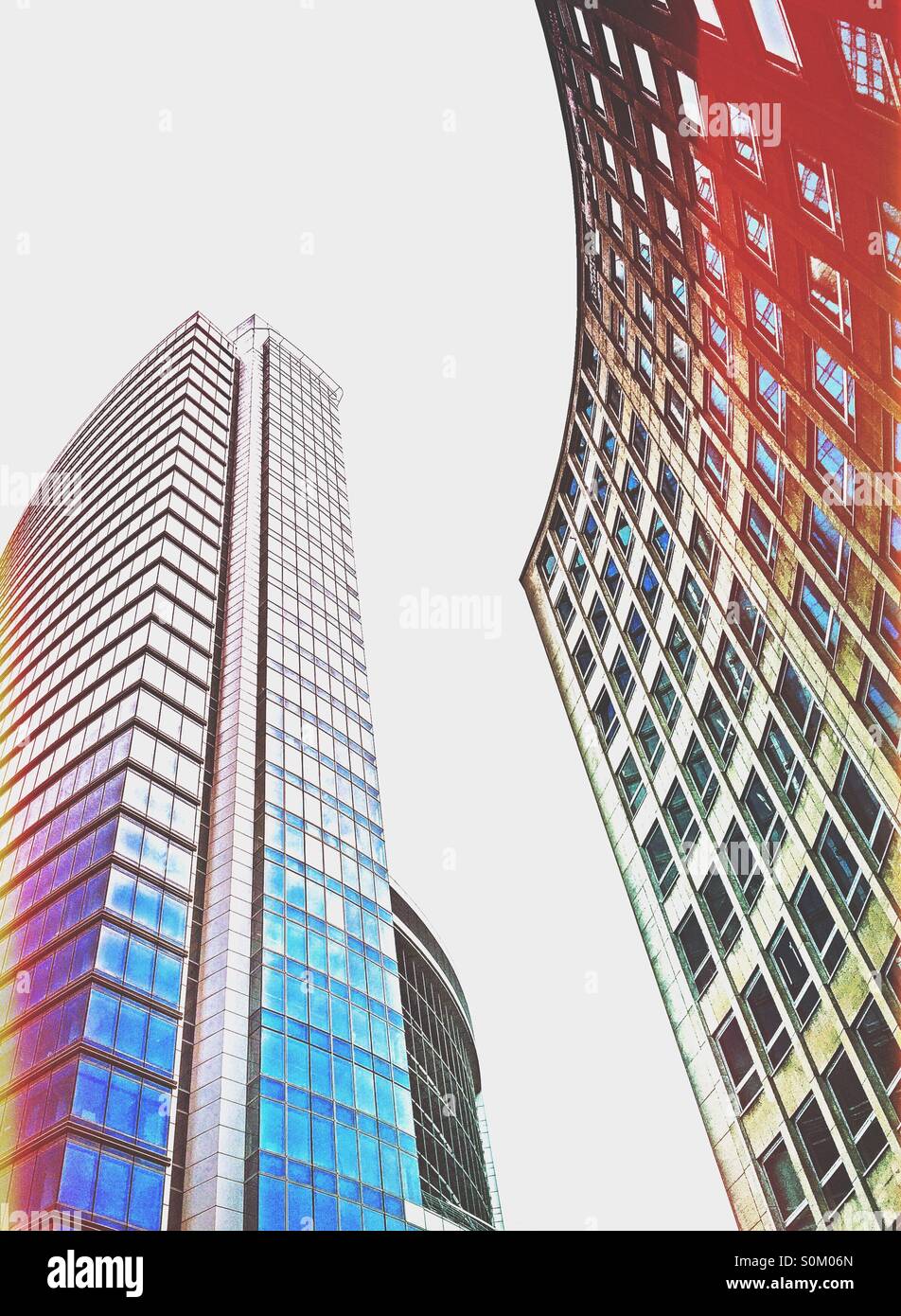 Straight and curved office buildings Stock Photo - Alamy