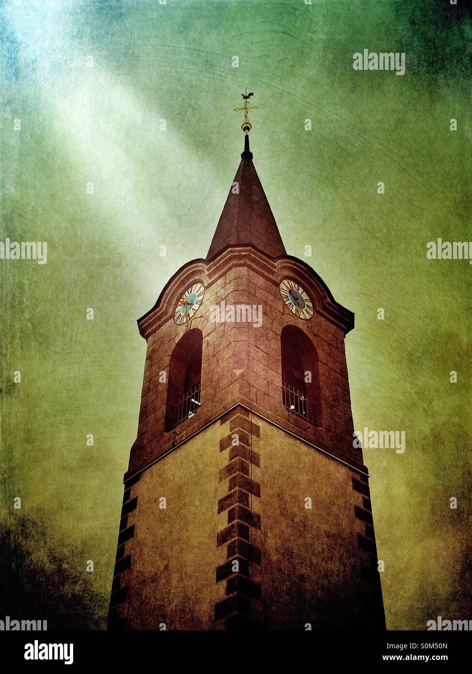 Church tower with clock Stock Photo - Alamy