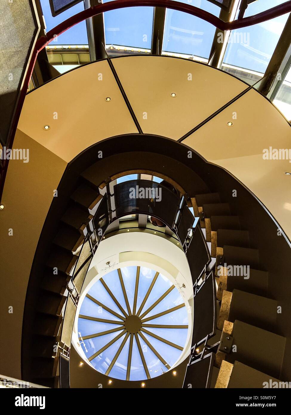 Modern staircase, interior, with a skylight and big windows, Ontario ...