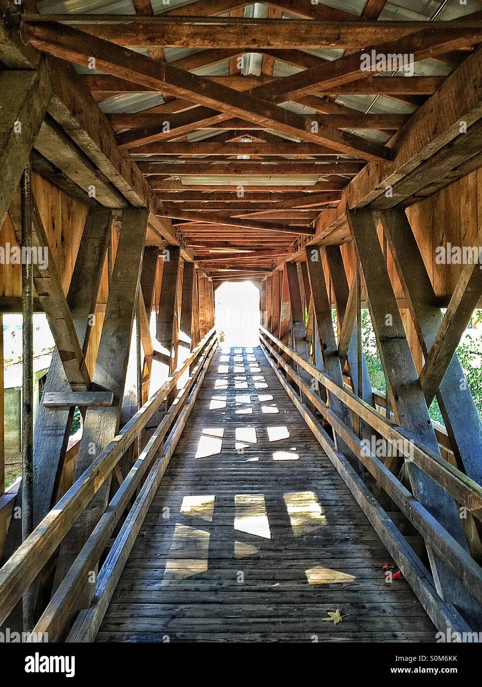 Inside Walking Covered Bridge Stock Photo - Alamy
