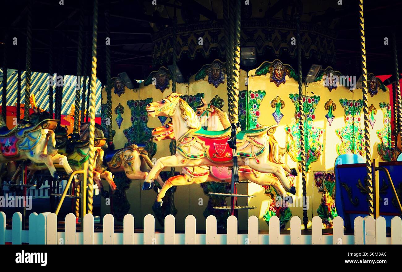 Horse merry go round Stock Photo - Alamy