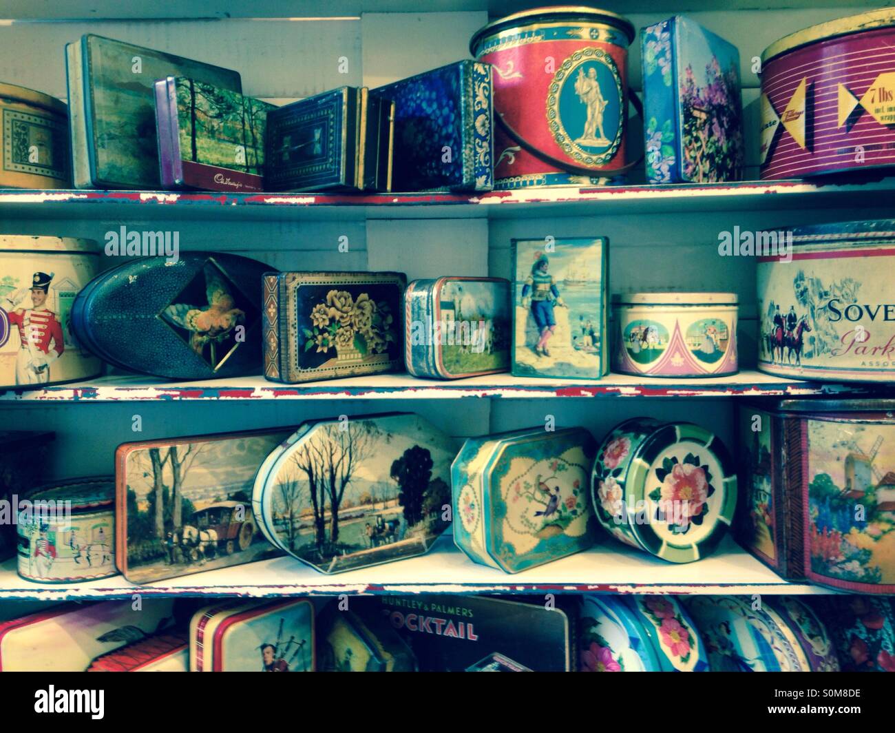 Vintage tin collection Stock Photo - Alamy