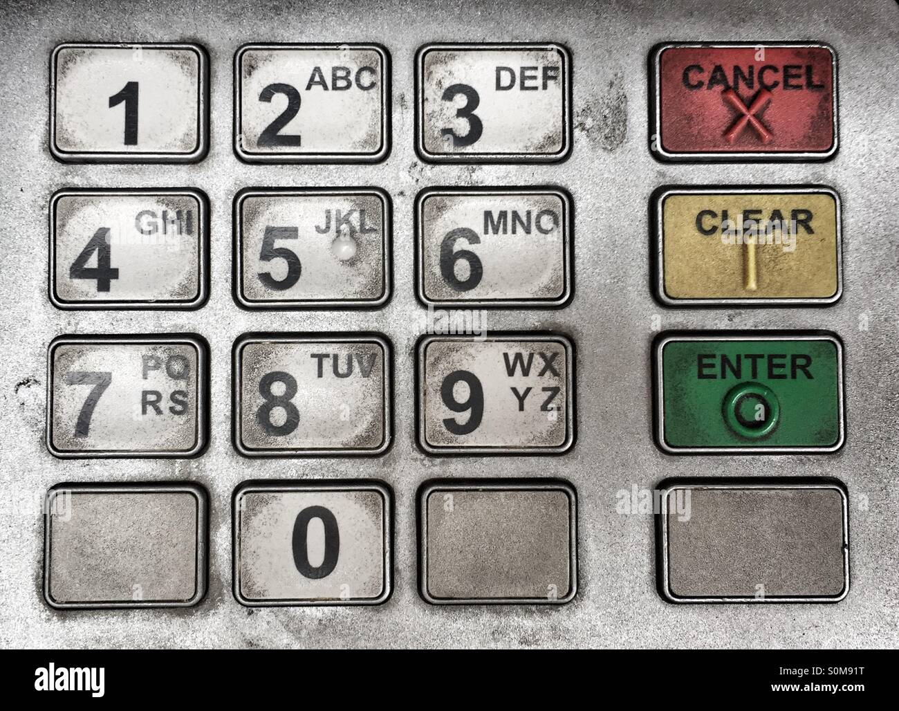 Dirty cash point number keyboard Stock Photo - Alamy