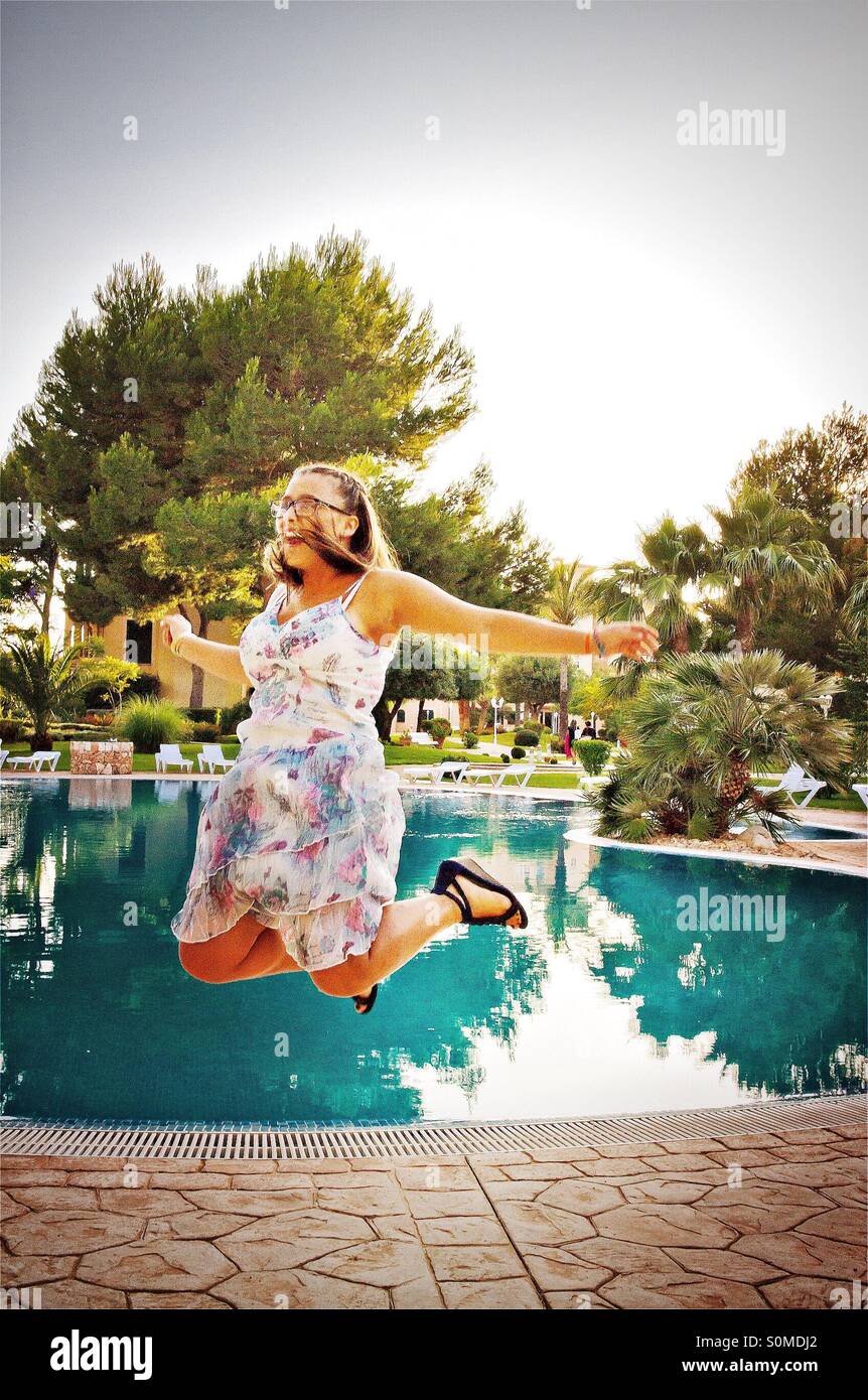 Happy day on pool Stock Photo - Alamy