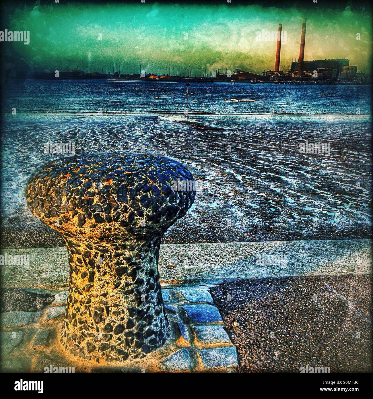 River Thames estuary near Gravesend town pier, Borough of Gravesham ...
