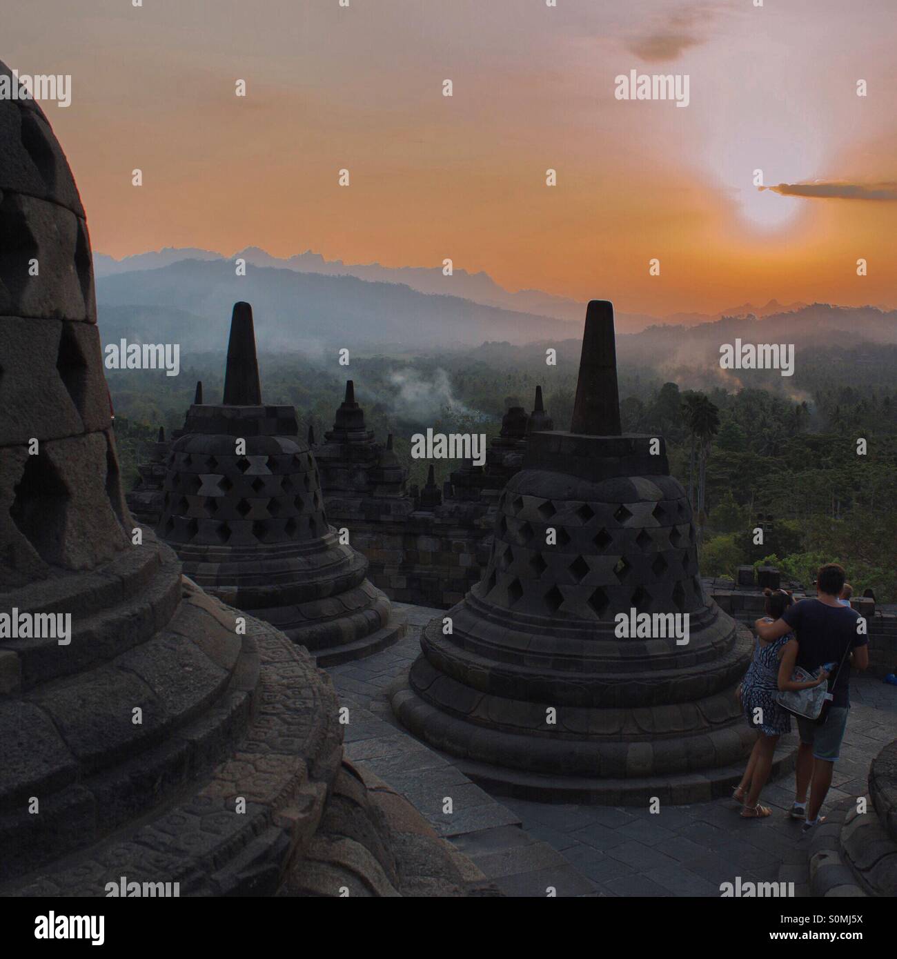 Sunset in Borobudur, Indonesia Stock Photo - Alamy