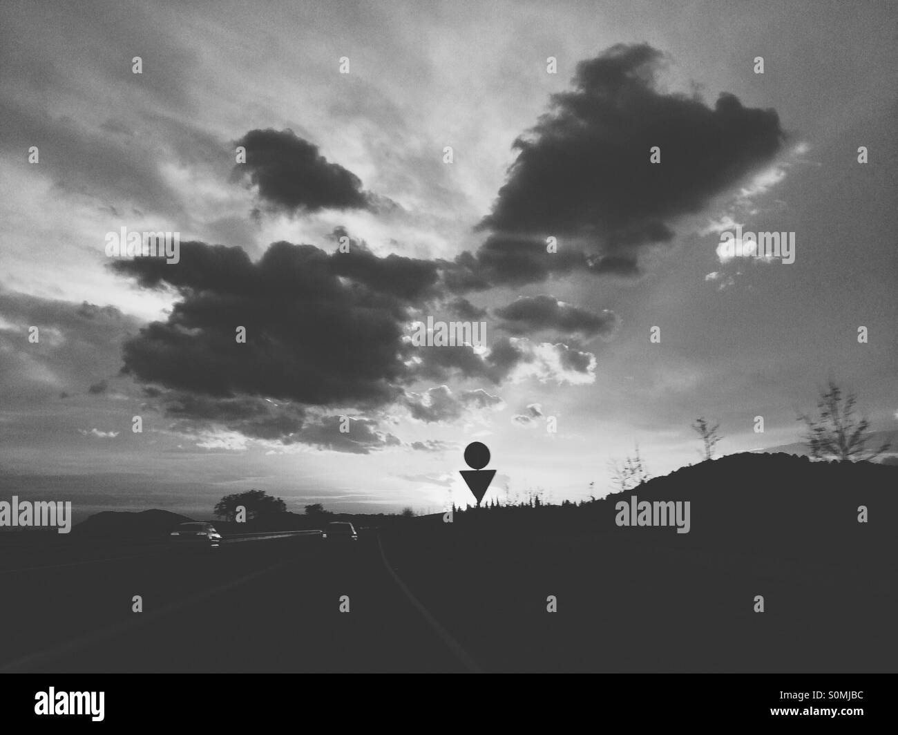 Left or right road sign Black and White Stock Photos & Images - Alamy