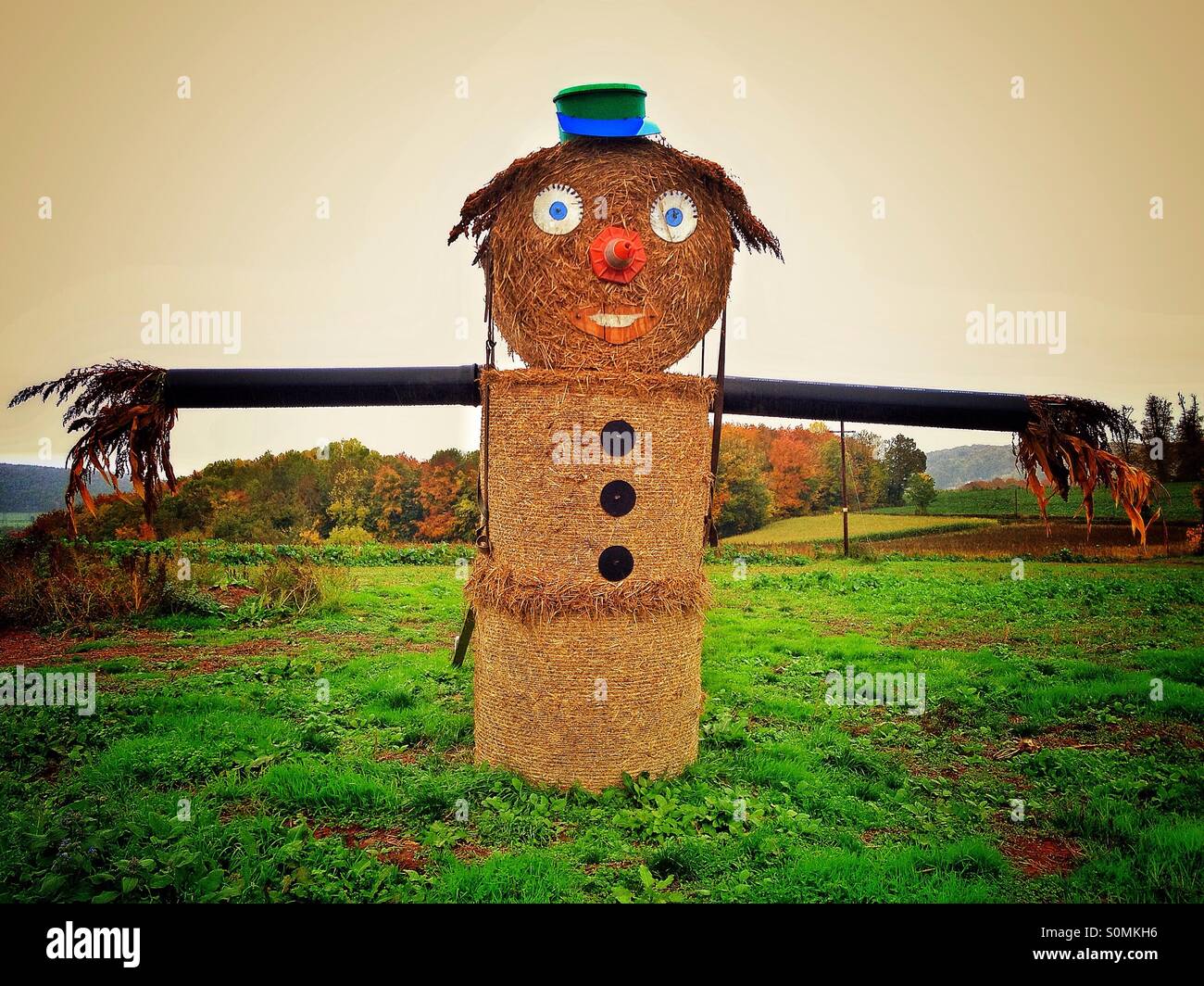 Scarecrow made from hay bales Stock Photo - Alamy