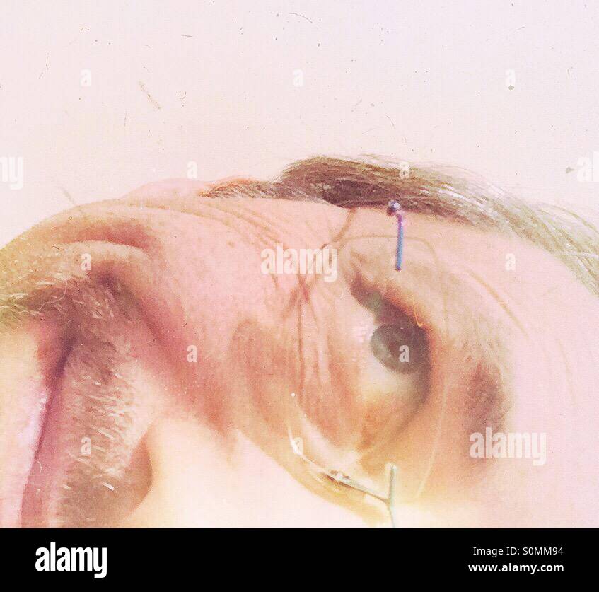 Closeup of a horizontal head of a smiling man looking up Stock Photo ...