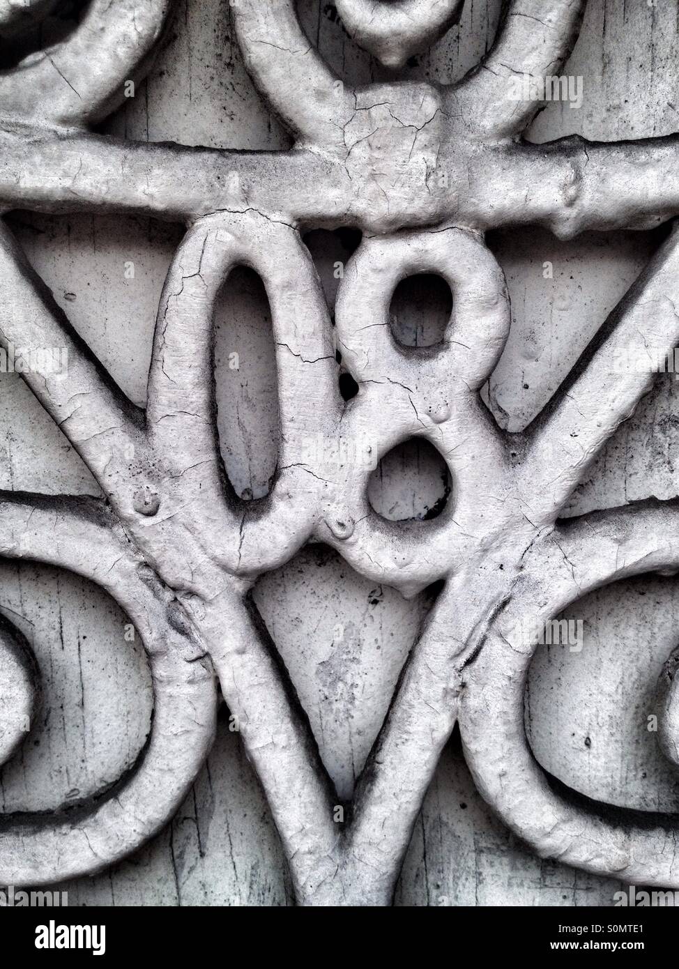 Numerals zero eight in decorative white painted wrought iron Stock ...