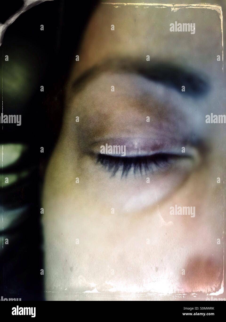 Female eye closed Stock Photo - Alamy