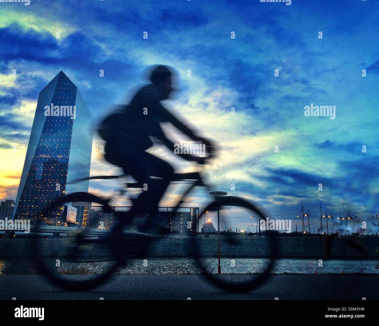 Biker on Schuylkill River Trail, Philadelphia, Pennsylvania Stock Photo ...