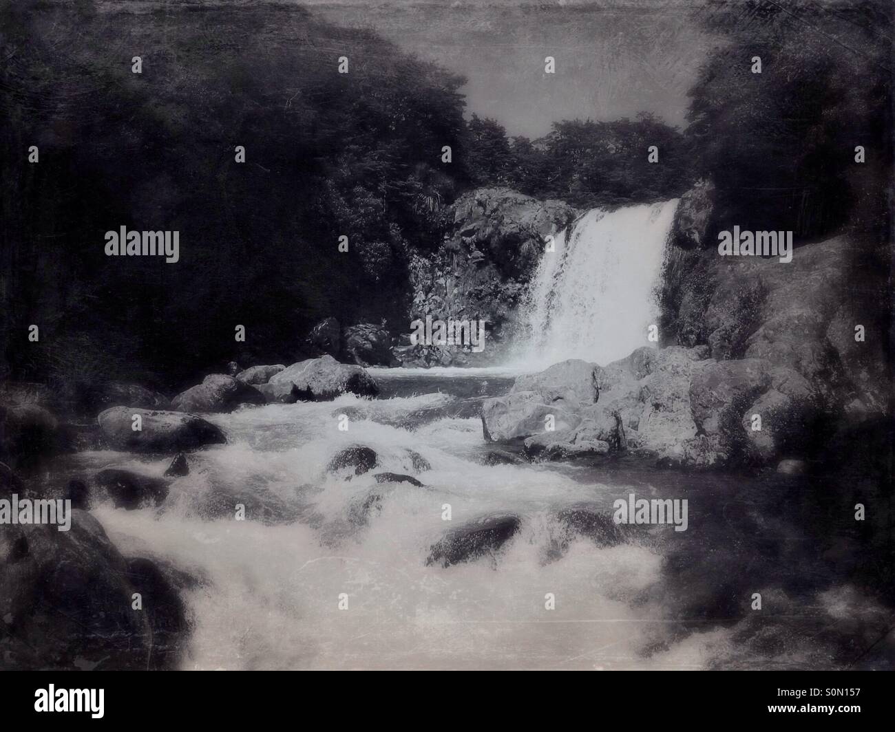 Vintage black and white waterfall Stock Photo - Alamy