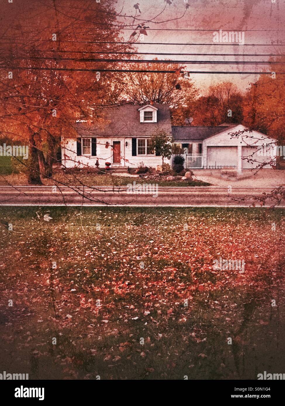 House across the street in fall hi-res stock photography and images - Alamy