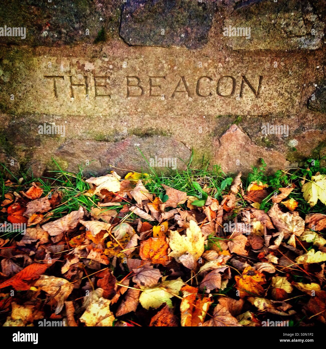 Stone sign to Worcestershire beacon on Malvern hills Worcestershire uk ...
