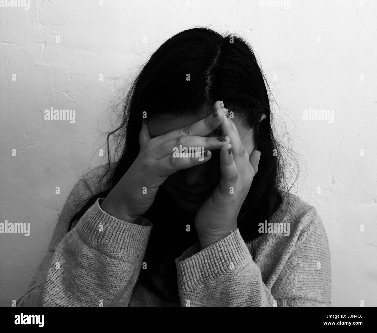 Crying woman sadness Black and White Stock Photos & Images - Alamy