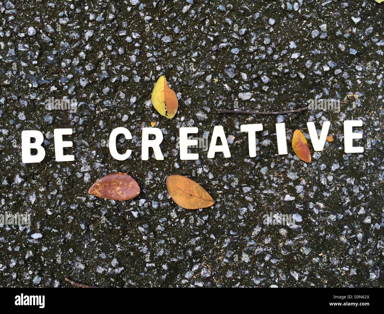Be creative word creative signboard Stock Photo - Alamy