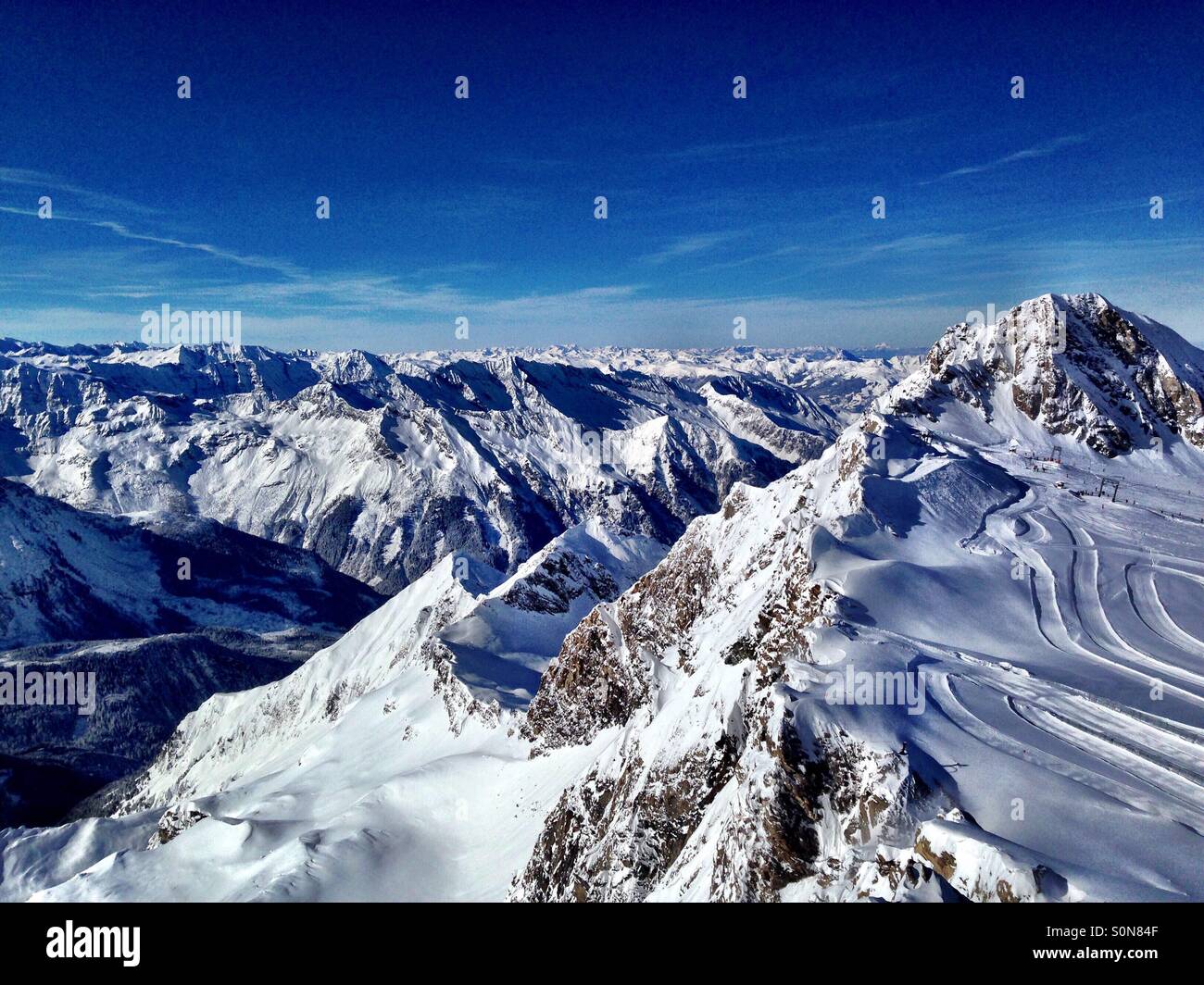 Snow covered mountains in The Austrian Alps Stock Photo - Alamy