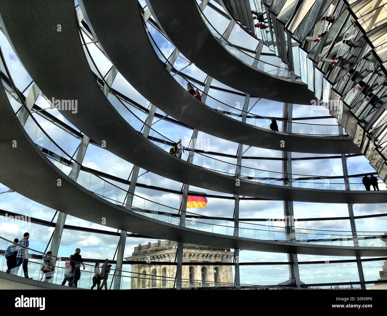 Glass and walkways at the Reichstag Building in Berlin Stock Photo - Alamy
