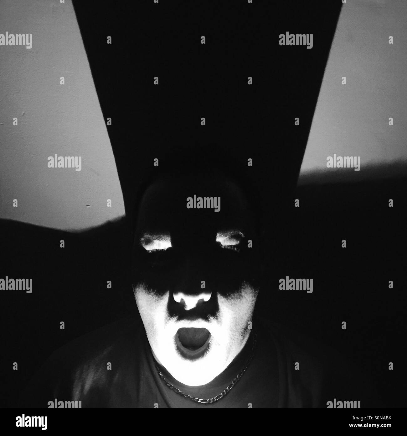 Caucasian man scared Black and White Stock Photos & Images - Alamy