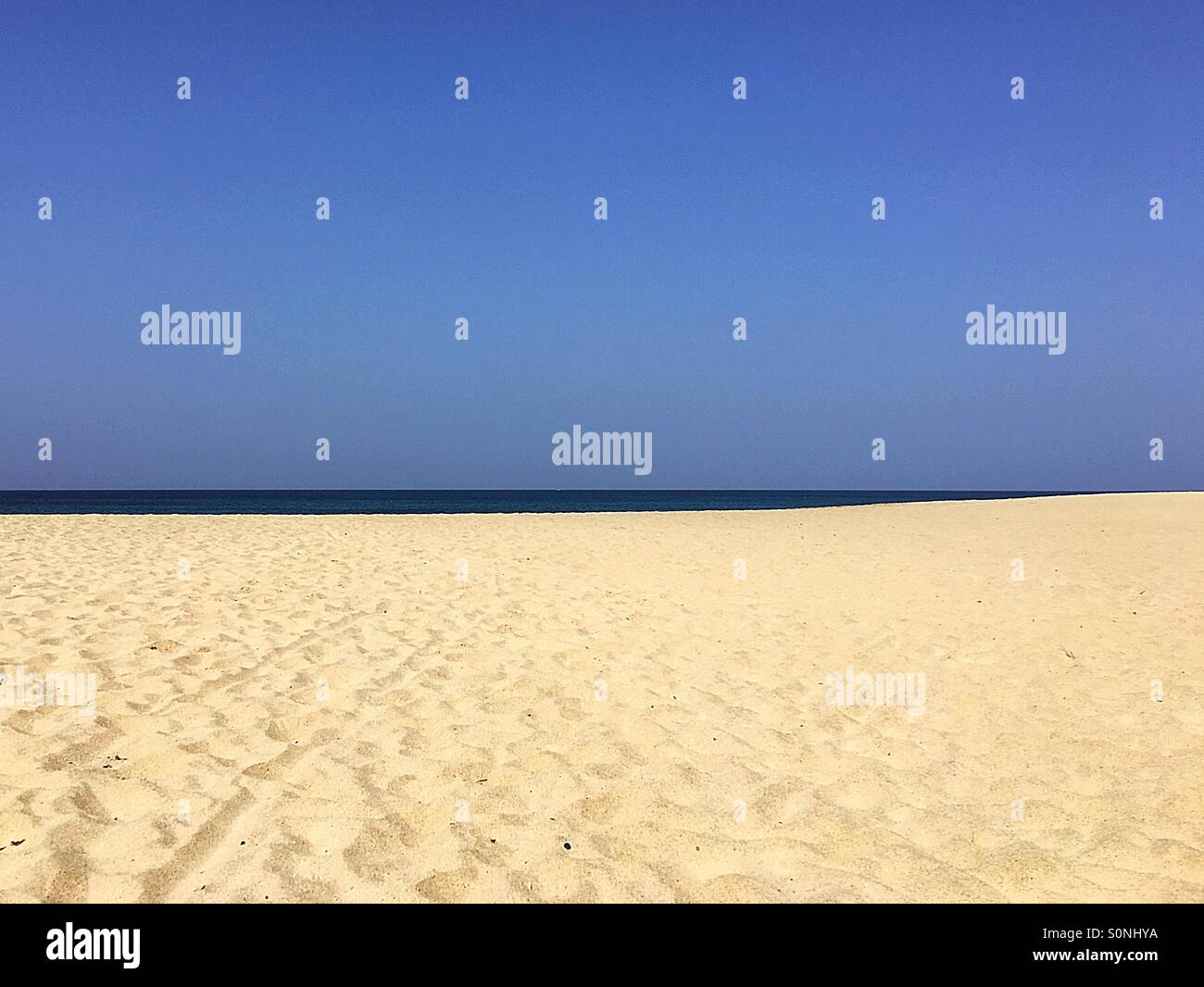 Ponta Preta beach at Sal Cape Verde where the sky and ocean meet with ...