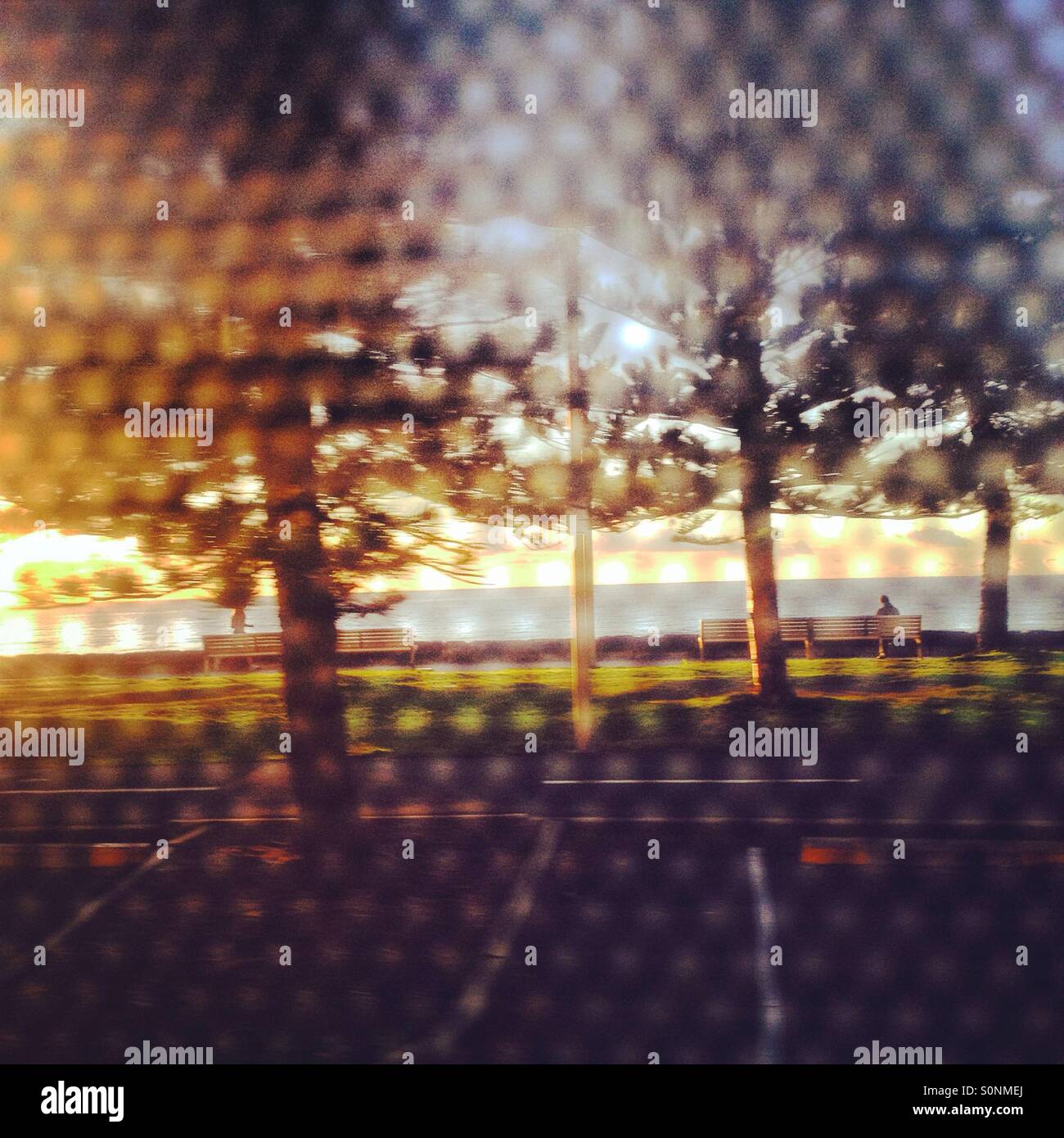 Morning sunrise through the window of a bus Stock Photo - Alamy