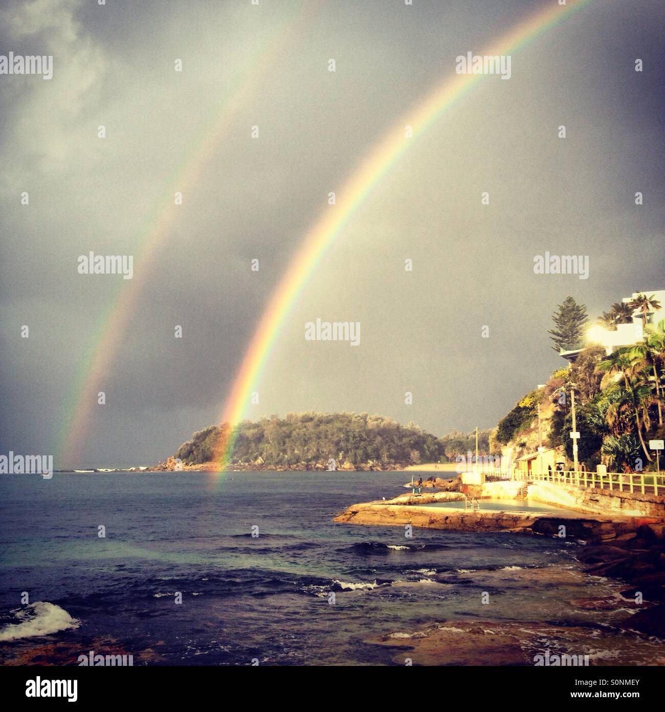 Double rainbow over ocean hi-res stock photography and images - Alamy