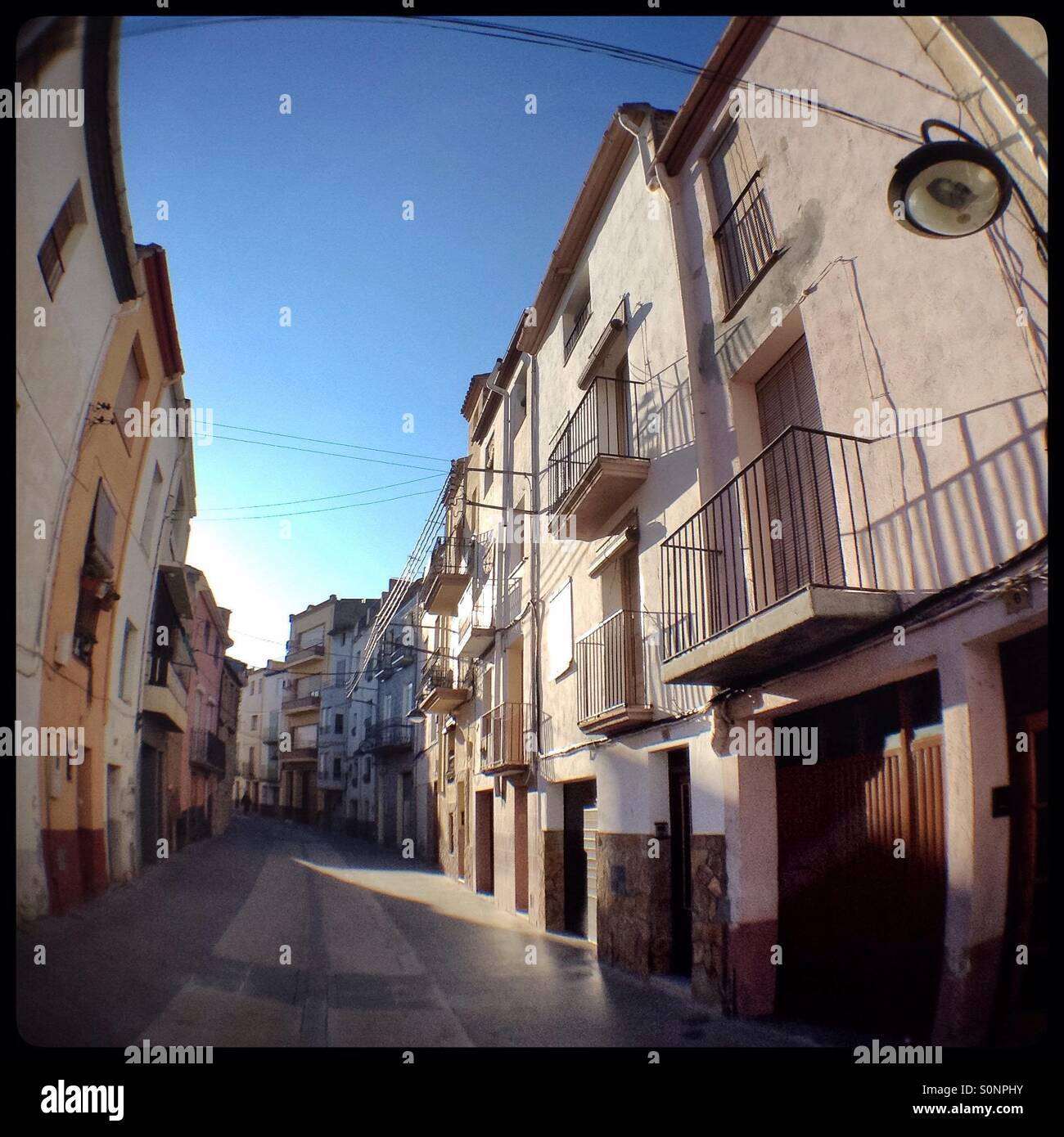 A traditional Spanish street, Mora d'Ebre, Spain Stock Photo - Alamy