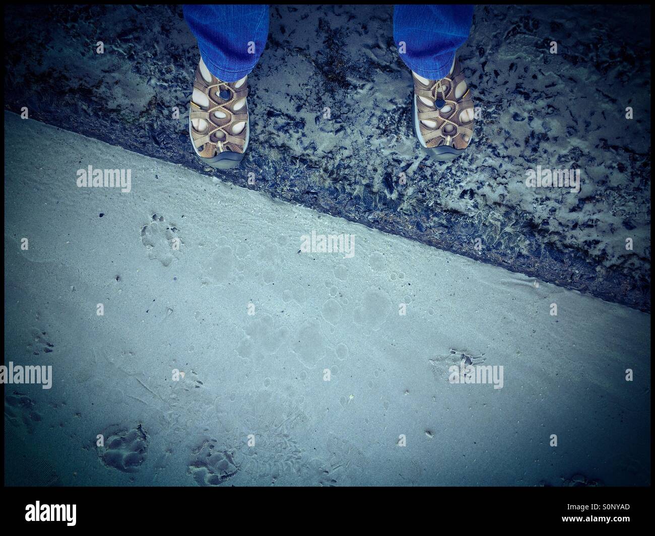 Standing on textured concrete surface Stock Photo - Alamy