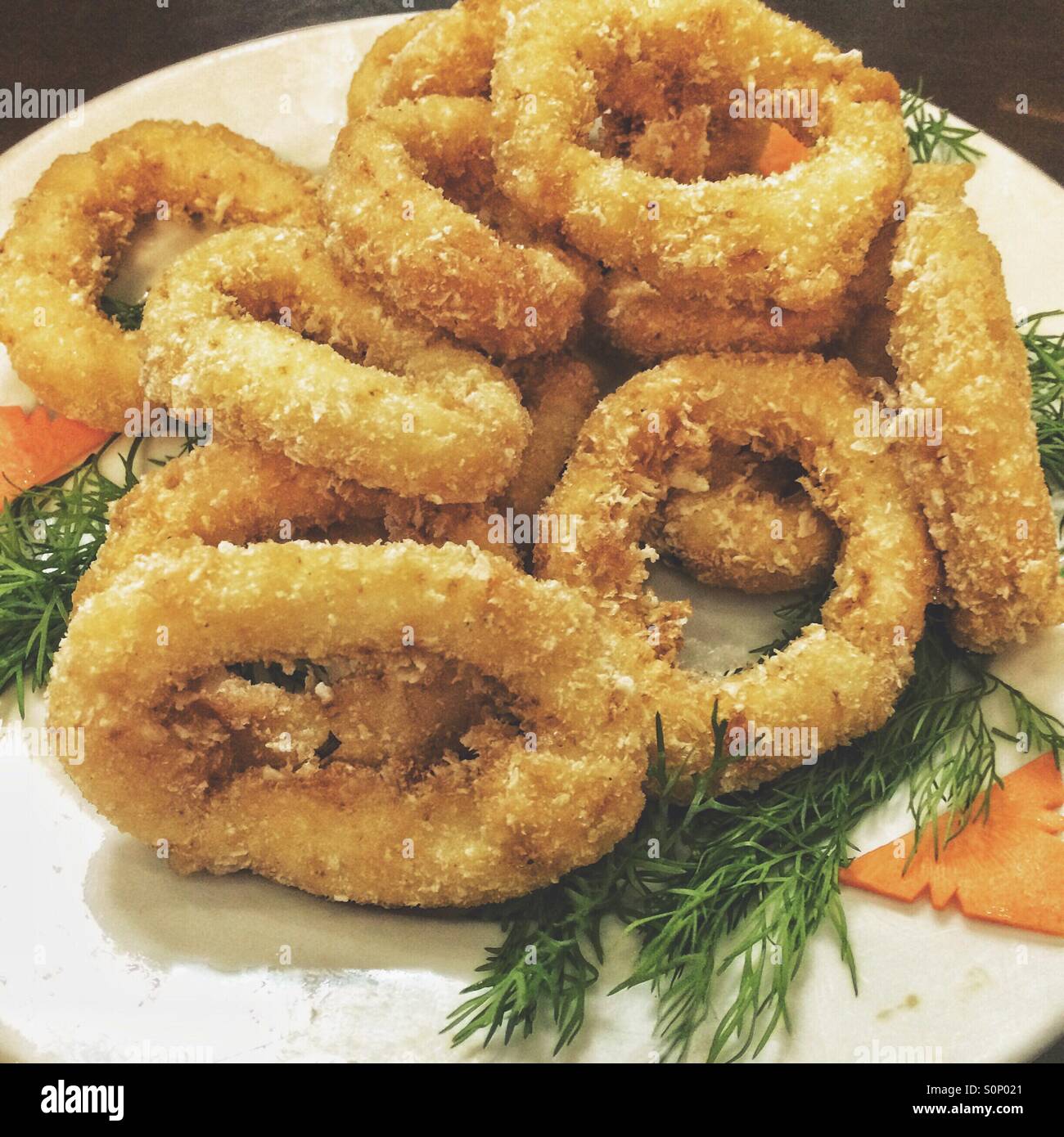 A plate of deep fried squid Stock Photo - Alamy