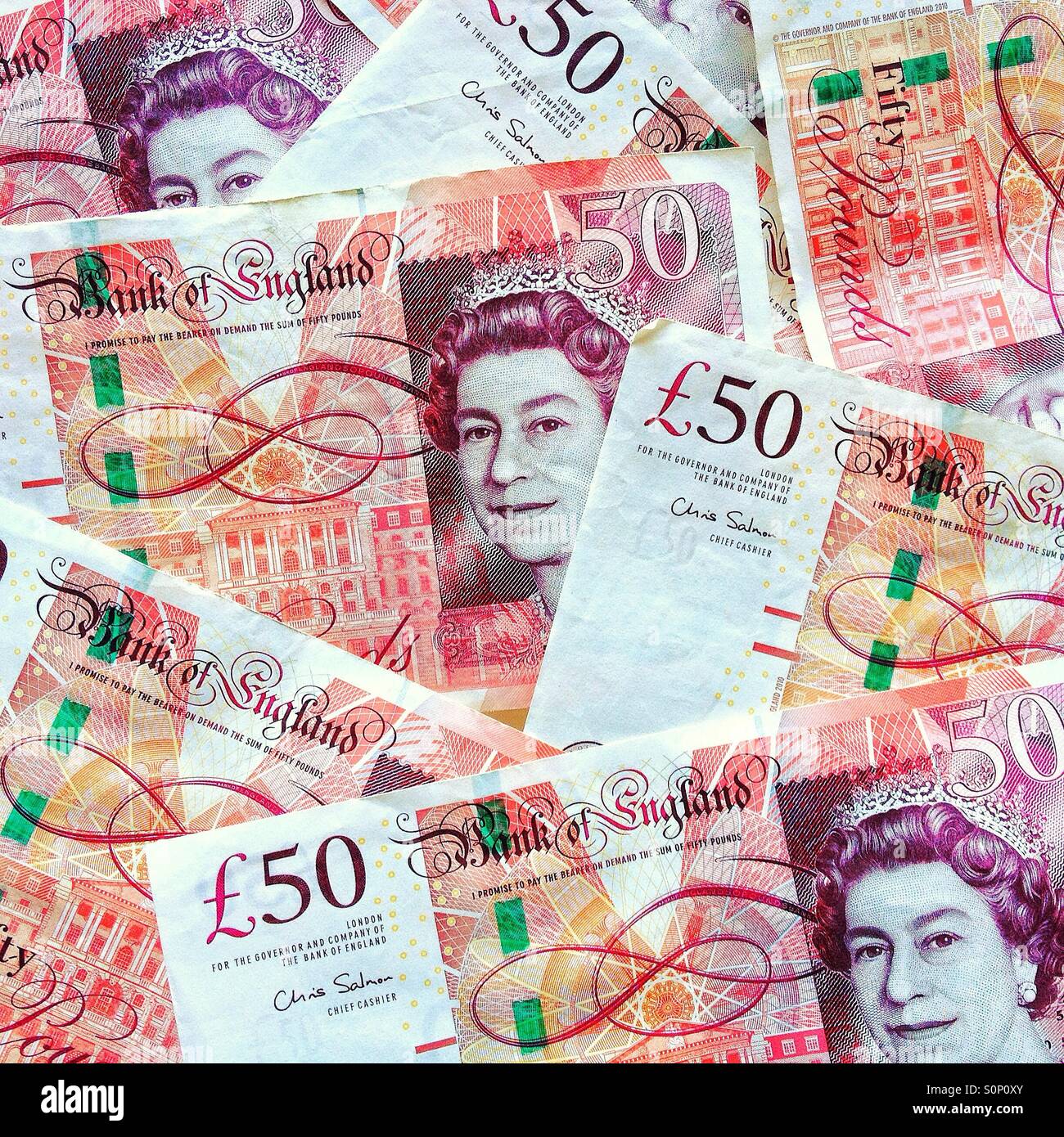 Fifty pound notes Stock Photo - Alamy