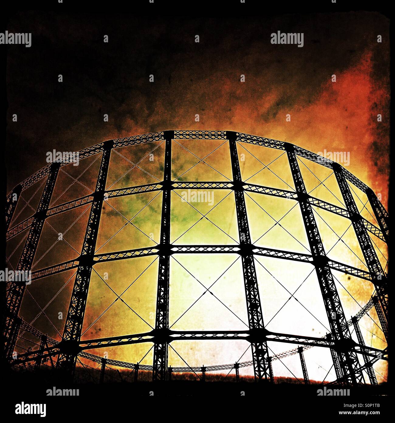 Gasometer along the Grand Union Canal, Ladbroke Grove, West London ...