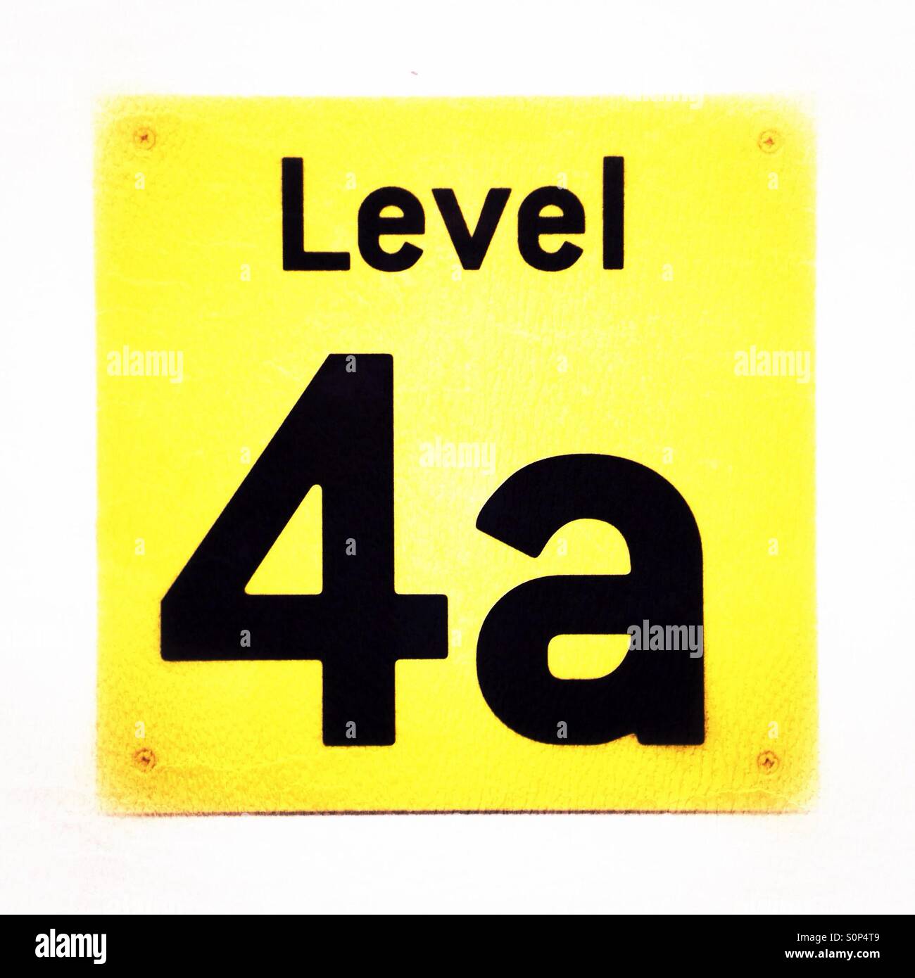 Yellow level 4a sign Stock Photo - Alamy